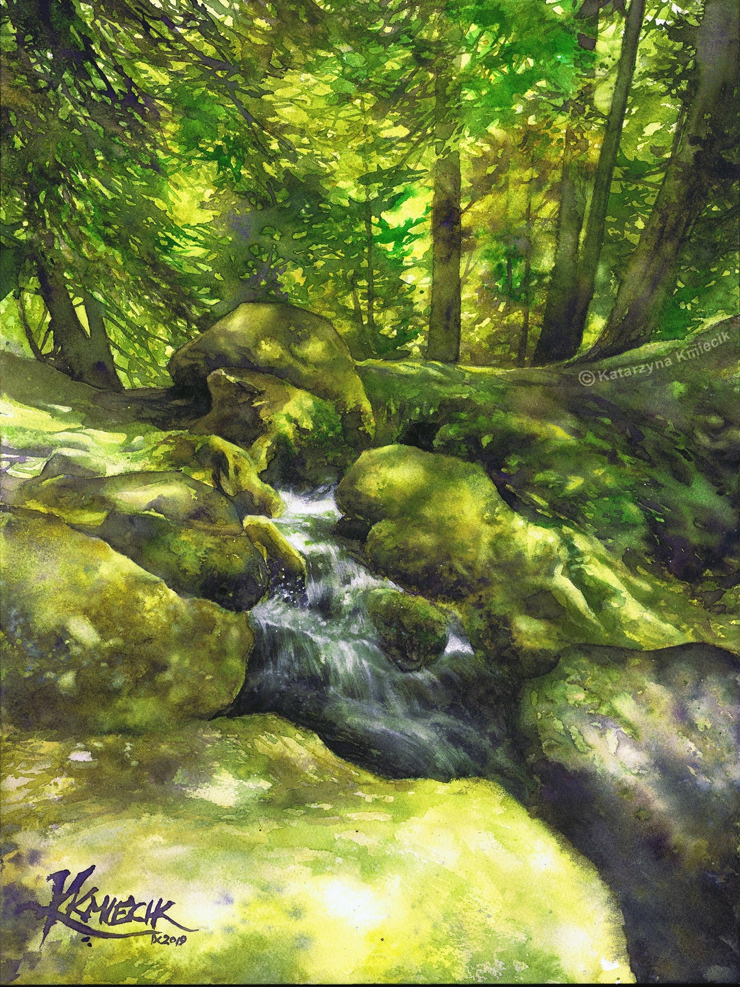 Rocky Mountain Stream Original Watercolor, Aquarelle, Watercolor ...