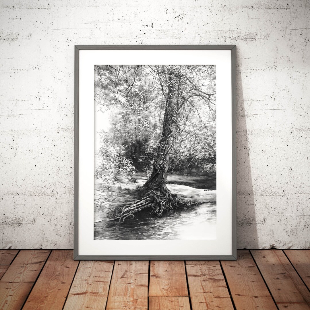 Tree Art Print, Black and White Art, Prints Wall Art, Pencil Drawing ...