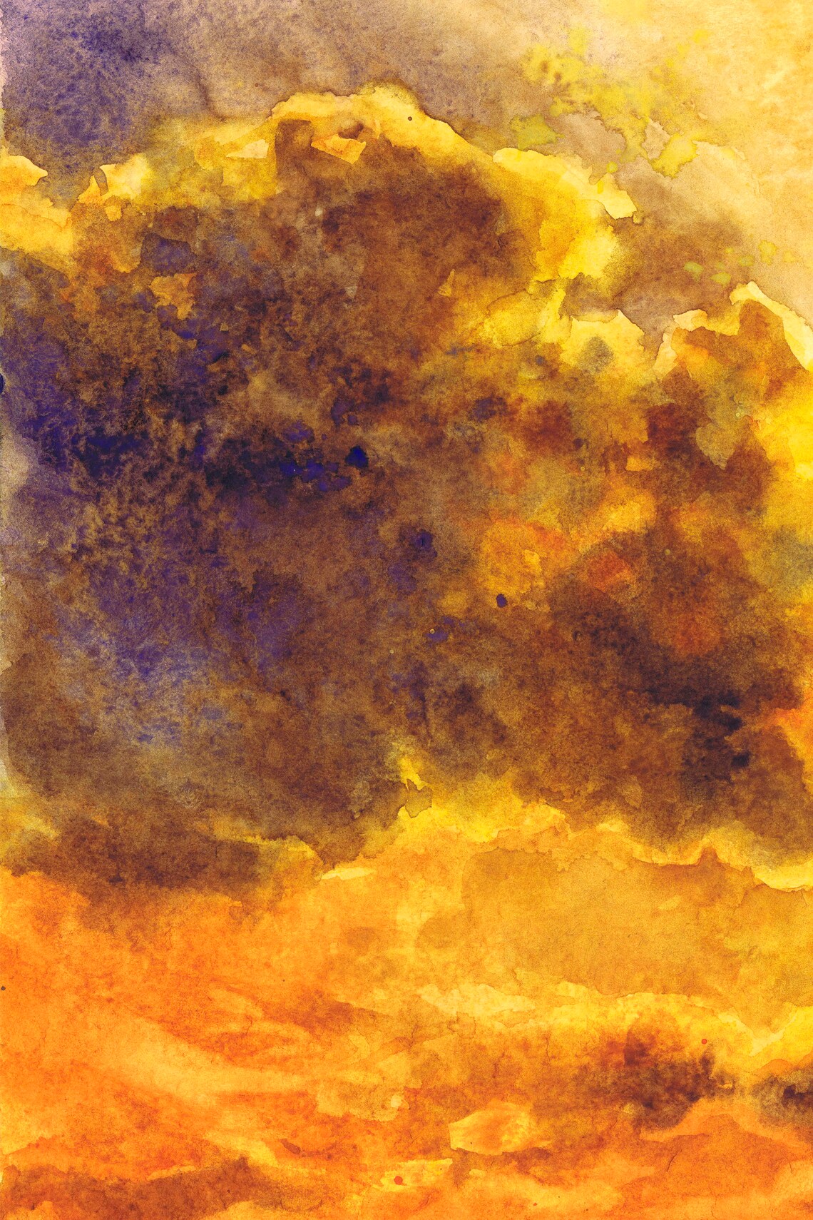 Red Sunset Watercolor Painting Aquarelle Art Original | Etsy
