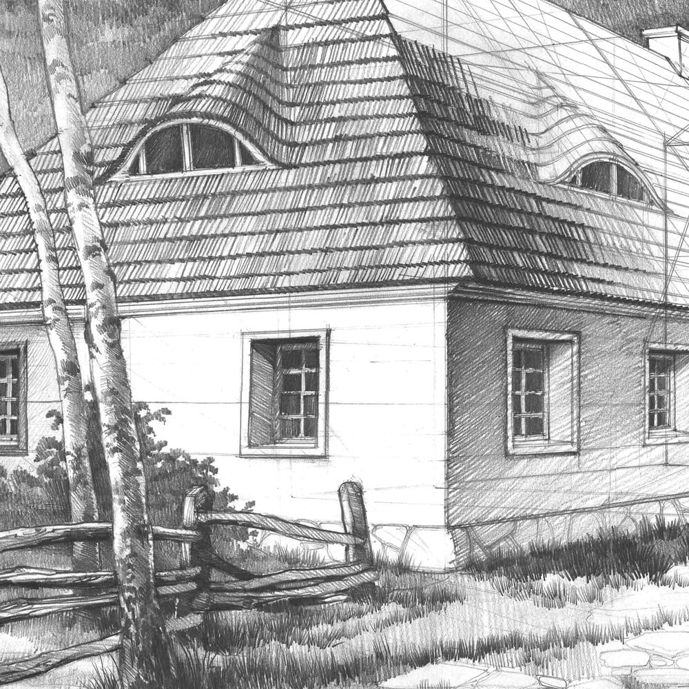 ART PRINT of polish mansion pencil drawing by Katarzyna Kmiecik ...