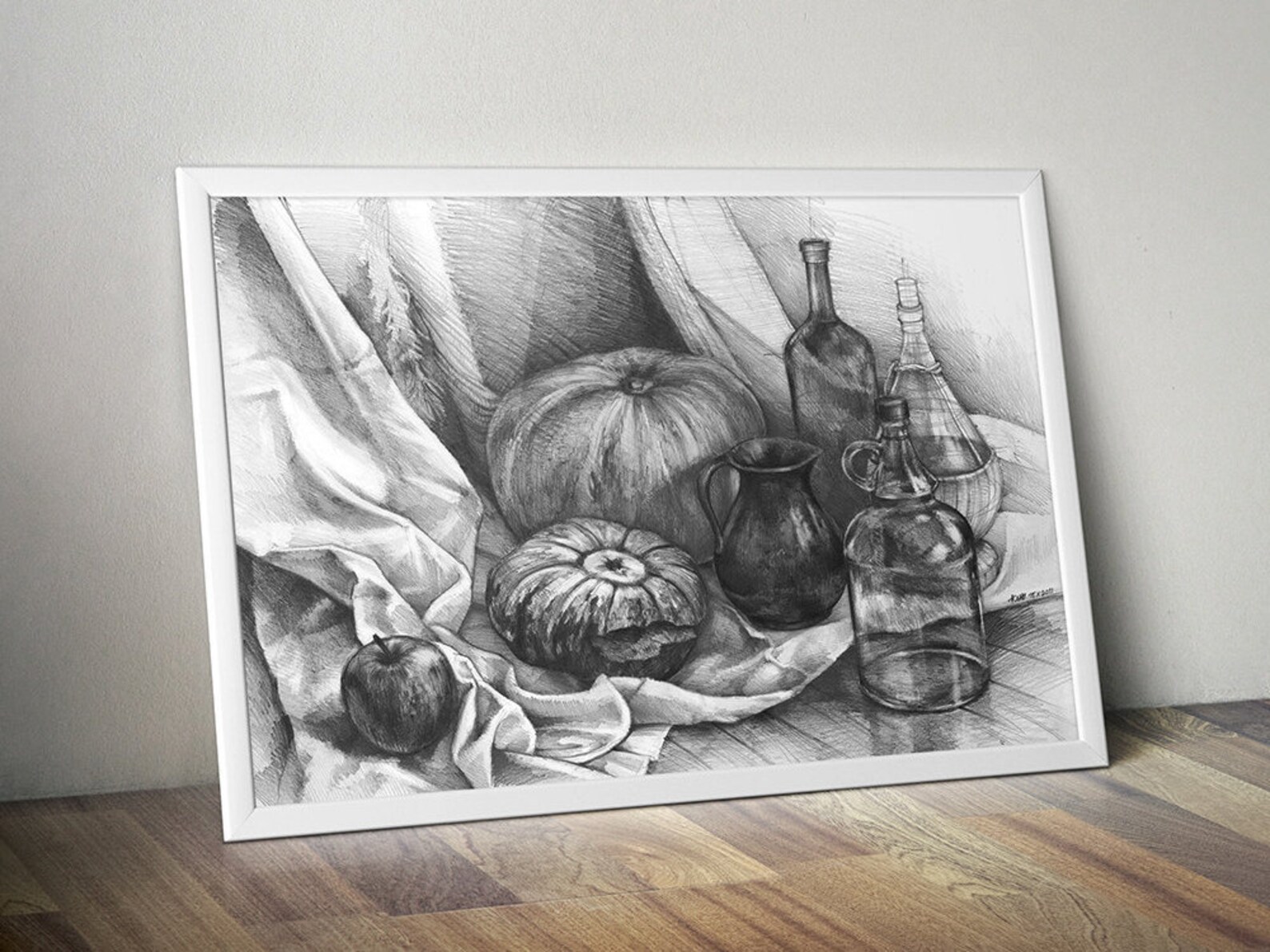 Still Life With Pumpkins ORIGINAL PENCIL DRAWING by Katarzyna Kmiecik ...
