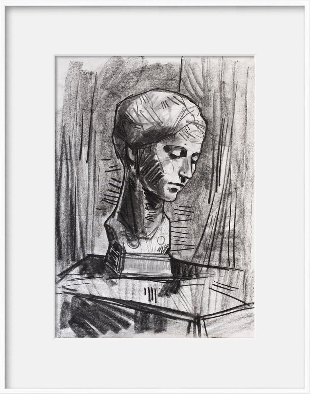 Female Statue Charcoal Drawing Delicate Wall Art - Etsy