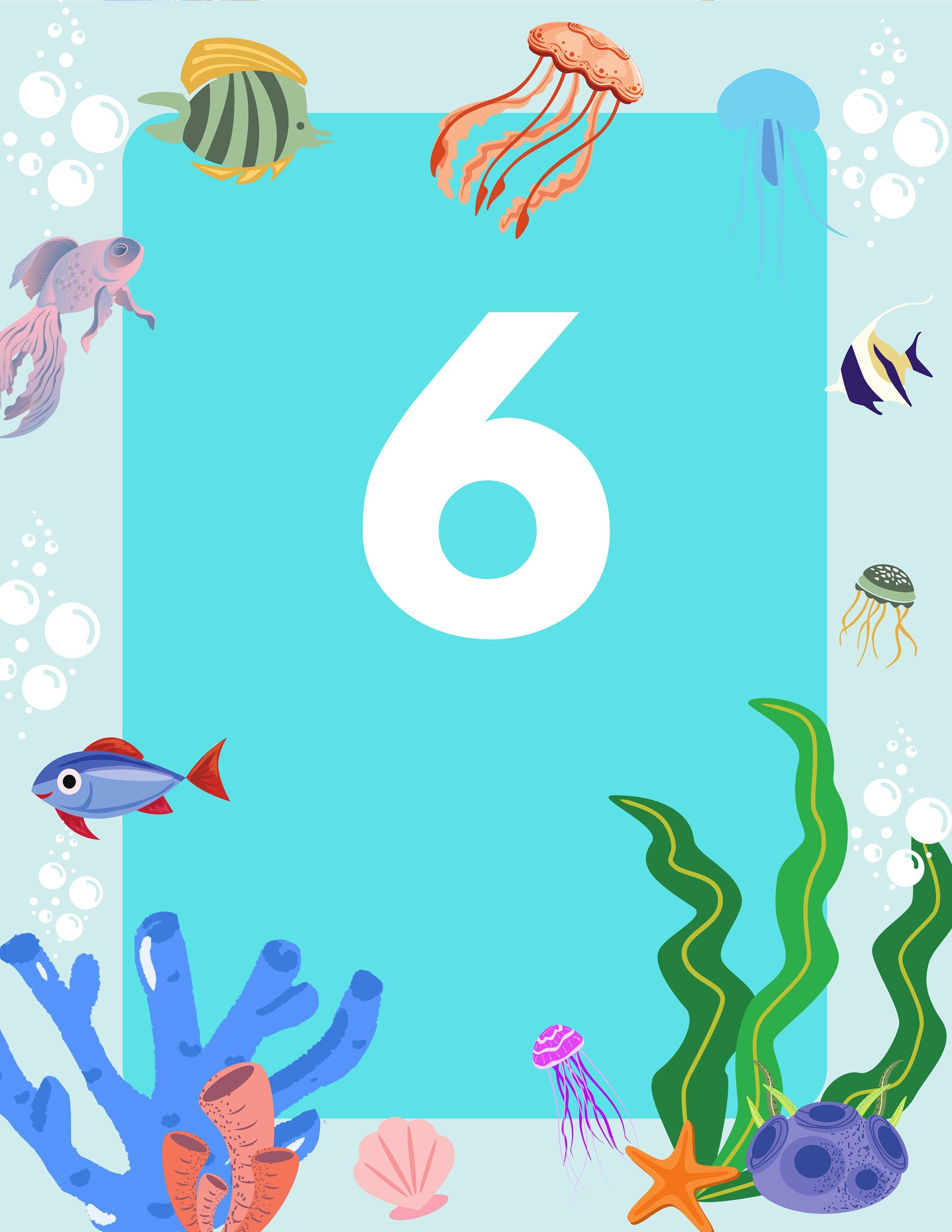 Ocean Number Chart Poster 1-20 | Etsy