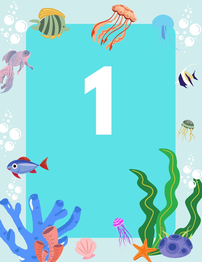 Ocean Number Chart Poster 1-20 - Etsy