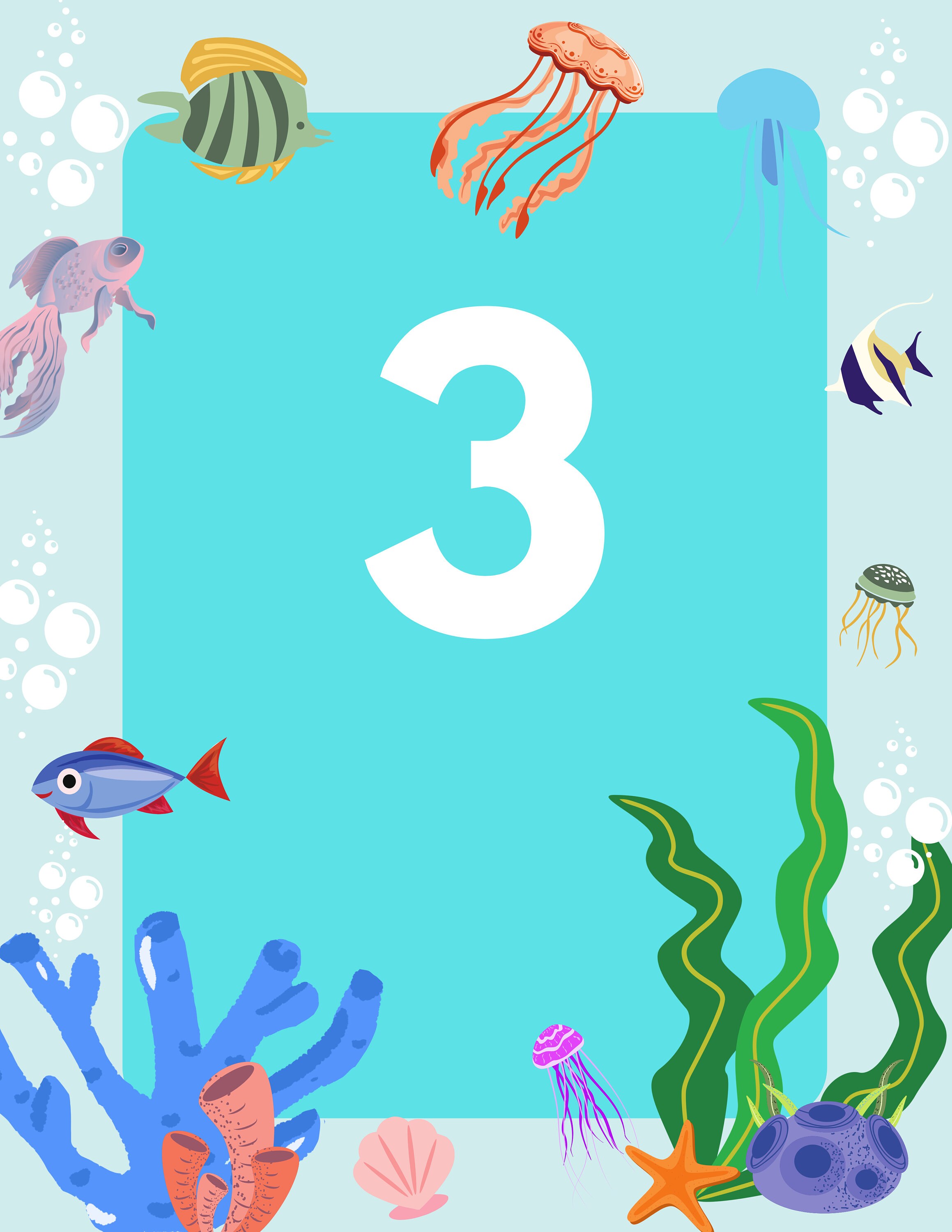 Ocean Number Chart Poster 1-20 - Etsy