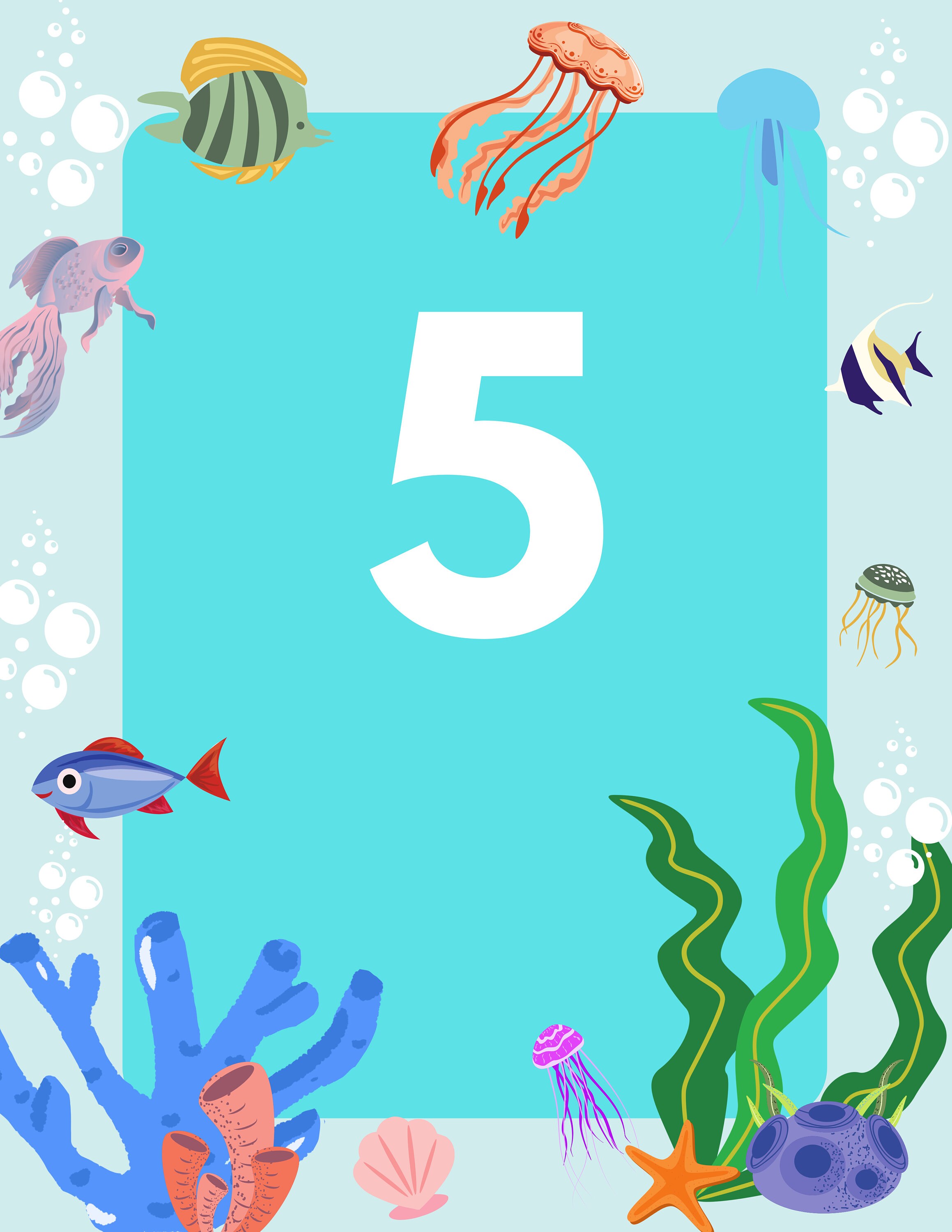 Ocean Number Chart Poster 1-20 | Etsy