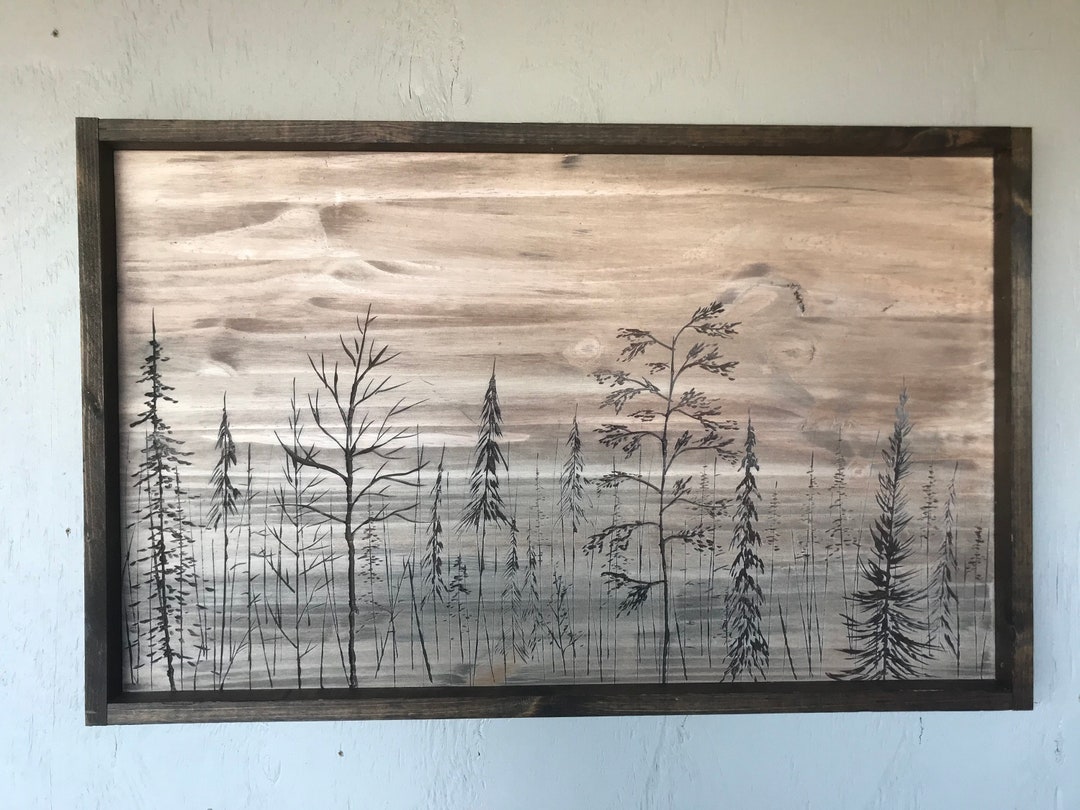 Forest Tree Hand Carved Wood Wall Art - Etsy