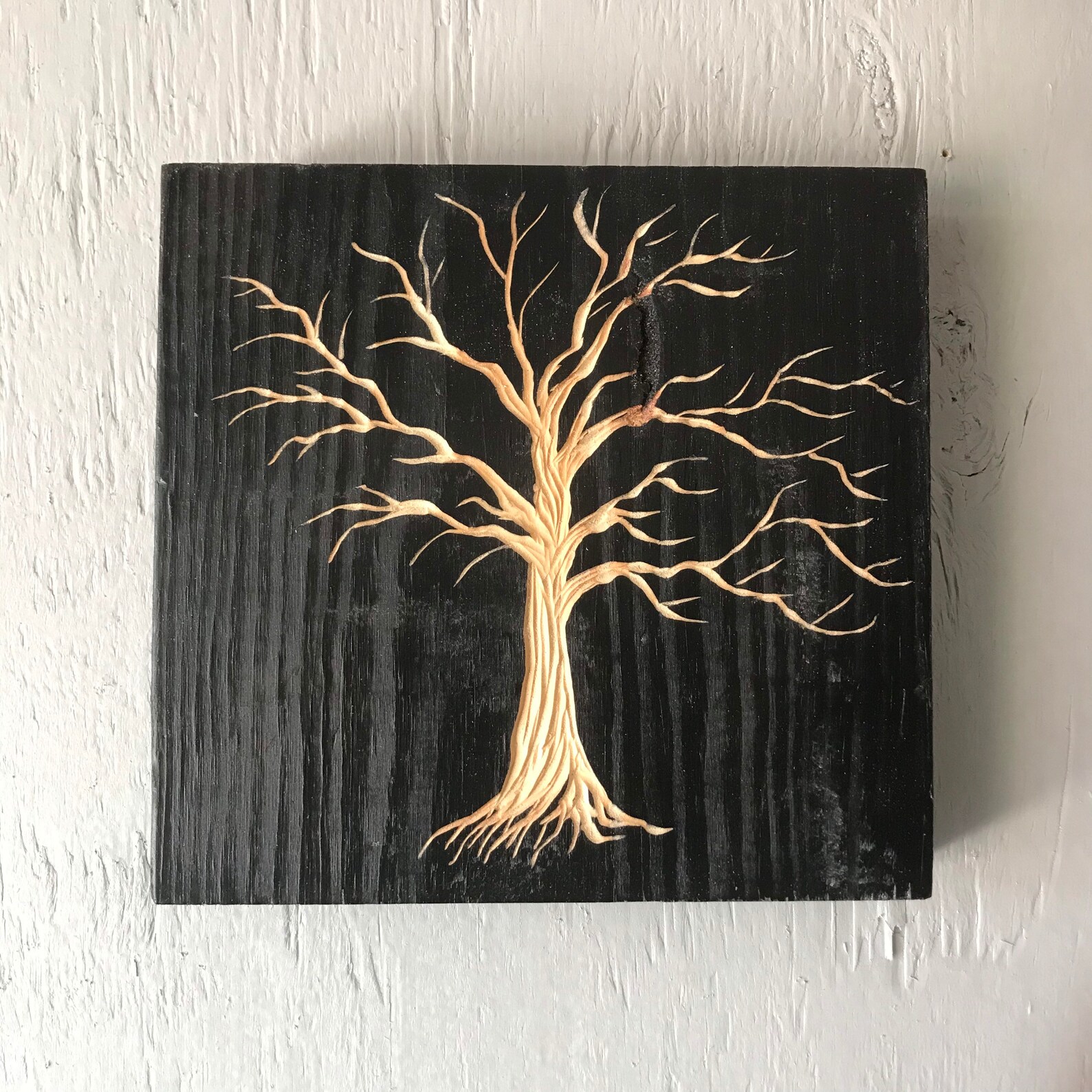 Wood Wall Hanging Hand Carved Tree - Etsy