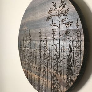 Original Wood Hand Carved Hanging Wall Art Pine Tree Forest 24 Inches ...