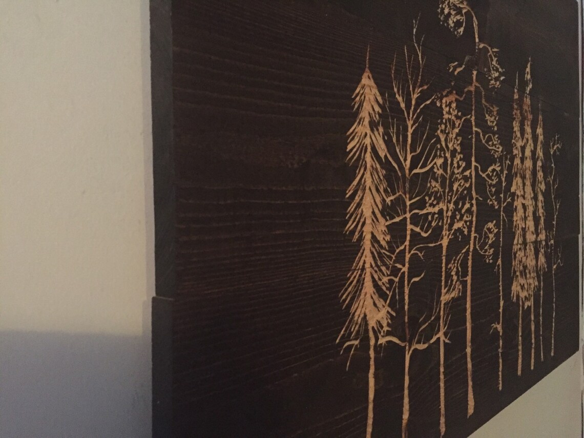 Wood wall art carved tree forest 30 X 24 on 3 | Etsy