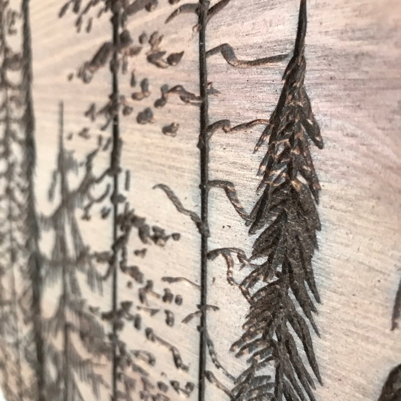 Wood Hand Carved and Stained Tree Forest on 24 Circle - Etsy