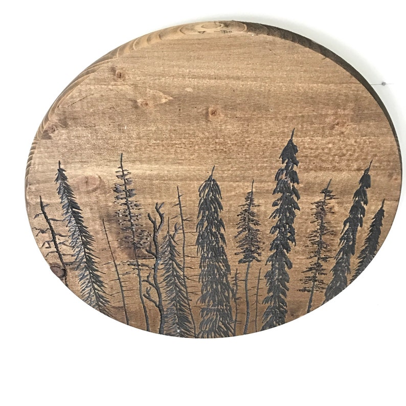 One of a kind hand carved tree forest hanging wood wall art 18 | Etsy