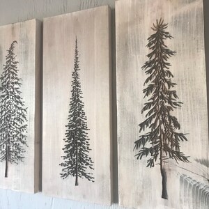 3 Evergreen Trees Rustic Wood Wall Art - Etsy