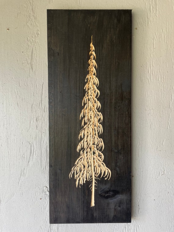 Wood Wall Hand Carved Pine Tree | Etsy