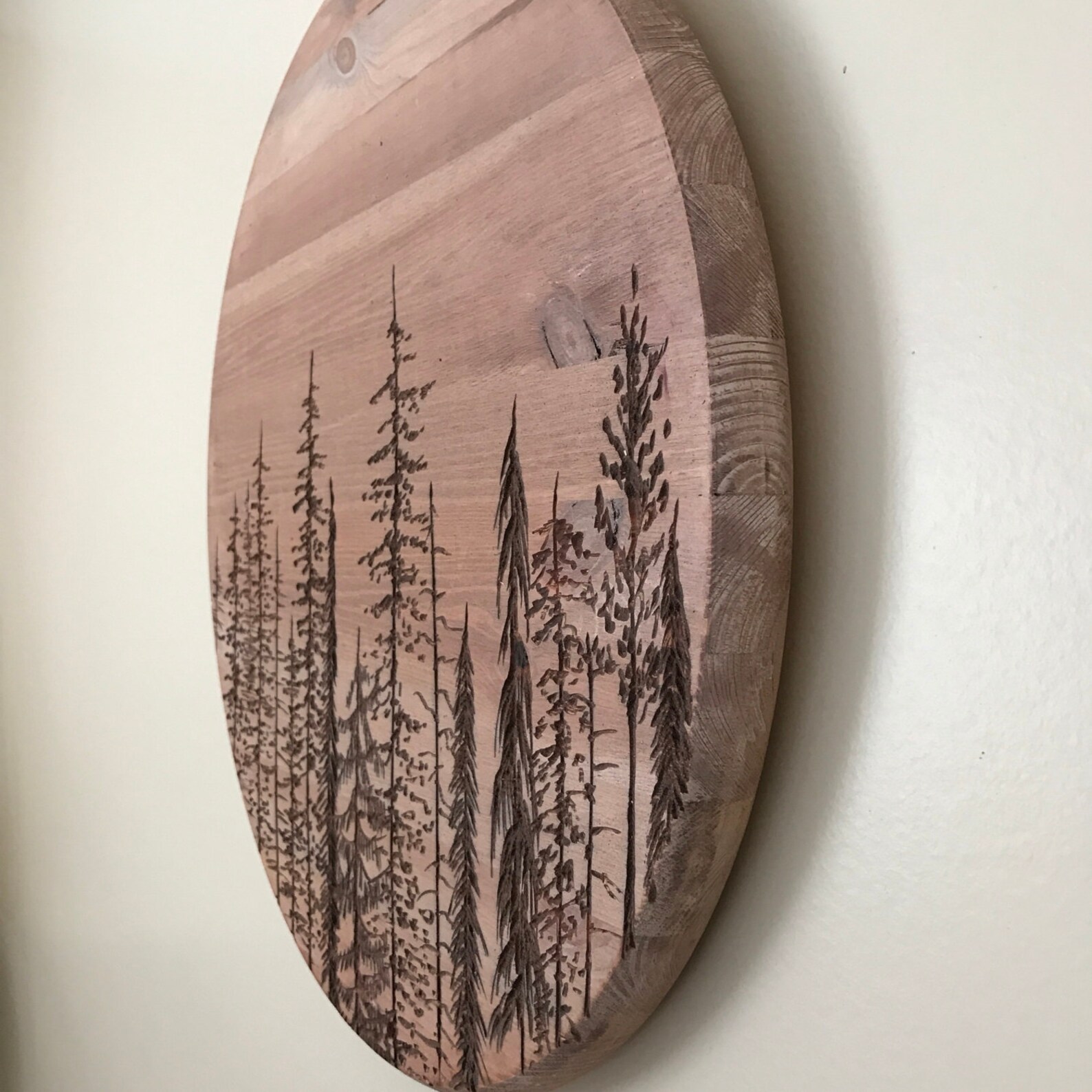 Wood Hand Carved and Stained Tree Forest on 24 Circle - Etsy