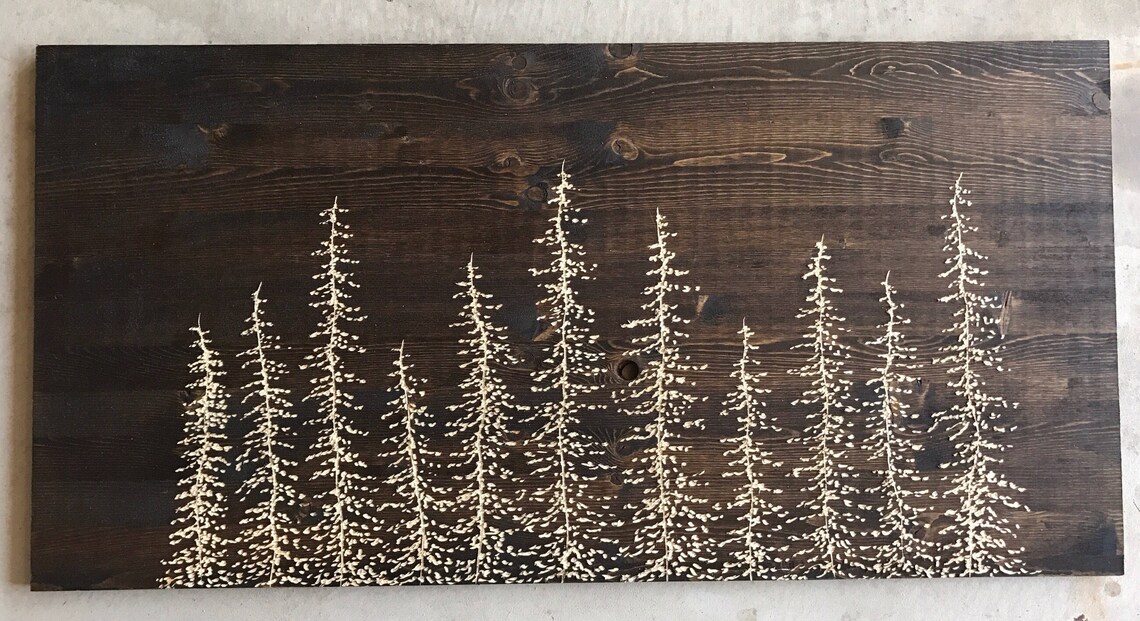 Large Tree Forest, on Pine Wood. 20" X 36" Dark Walnut - Etsy
