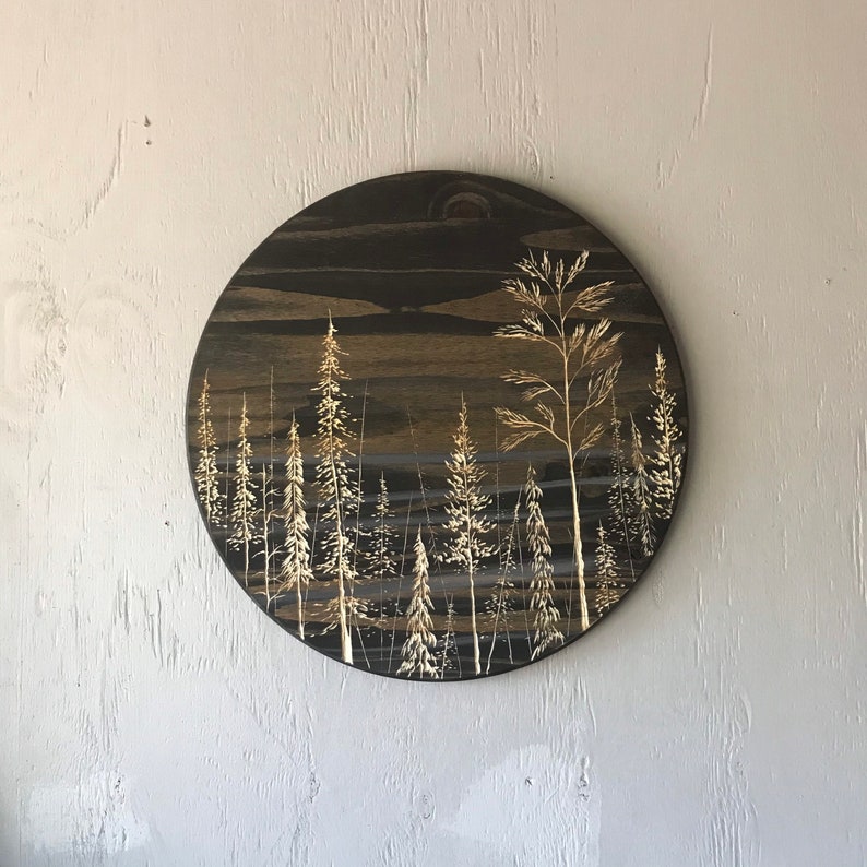 Circle Carved Wood Wall Tree Forest Hanging Decor - Etsy