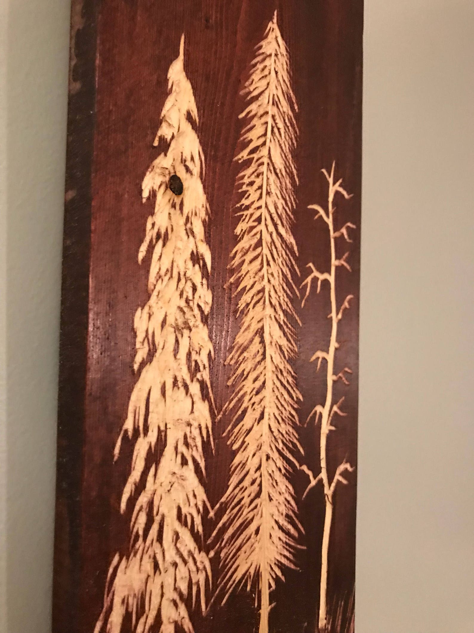 Pine Tree Wood Wall Art Hand Carved on Red Oak 16 X - Etsy