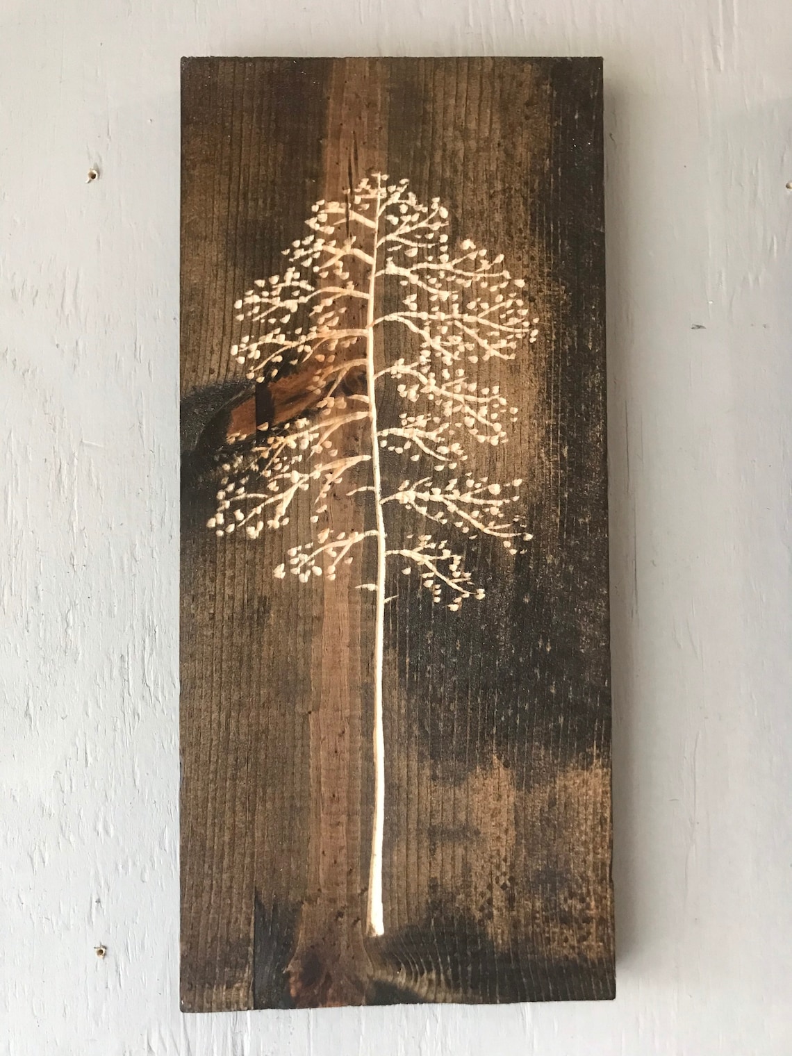 Pair of Aspen Trees Hand Carved on Stained Pine Boards - Etsy