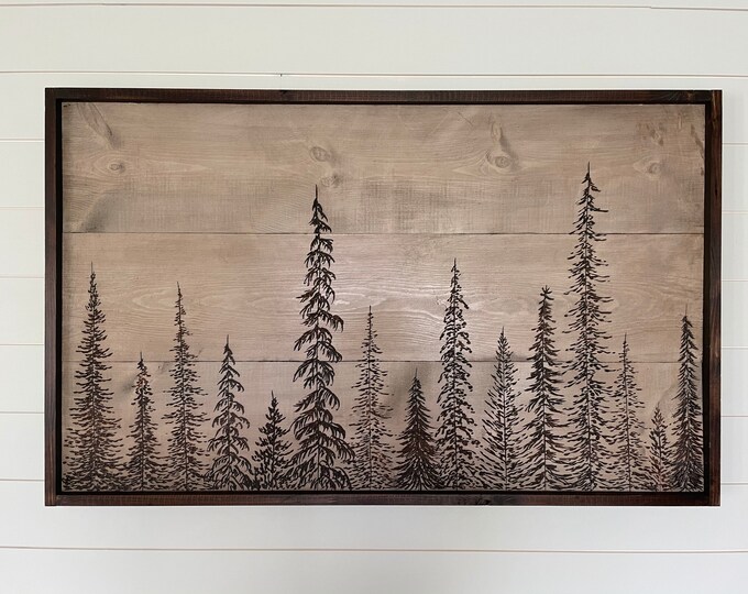 Large Tree Forest Wood Wall Carved Art - Etsy