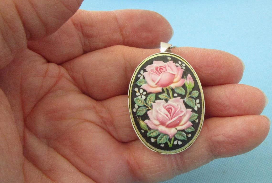 Vintage *rare* Japanese Toshikane Arita Porcelain Pink Roses Enamel ...