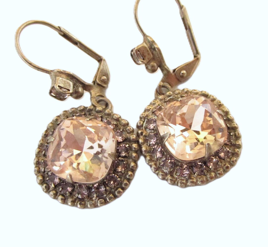 Vintage Sorrelli Silver Tone and Light Pink Crystal Dangle Earrings - Etsy