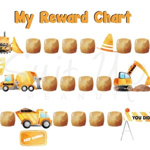 Construction Printable Kids Reward Chart Printable Digger Sticker Chart ...