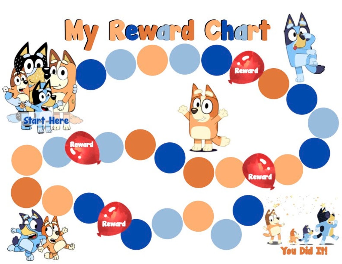 Bluey Printable Kids Reward Chart Printable Keepy Uppy Sticker Chart ...