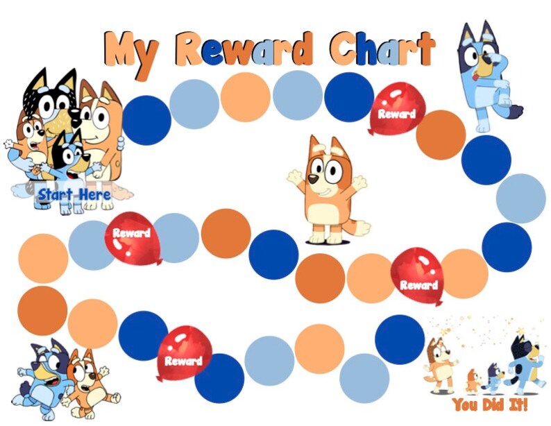 Bluey Printable Kids Reward Chart Printable Keepy Uppy Sticker Chart ...