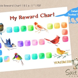 Bird Printable Kids Reward Chart Printable Spring Sticker Chart for ...