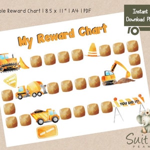 Construction Printable Kids Reward Chart Printable Digger Sticker Chart ...