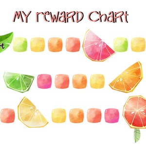Citrus Printable Kids Reward Chart Printable Fruit Sticker Chart for ...