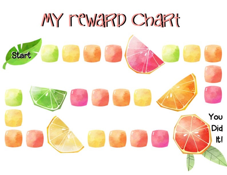 Citrus Printable Kids Reward Chart Printable Fruit Sticker Chart for ...