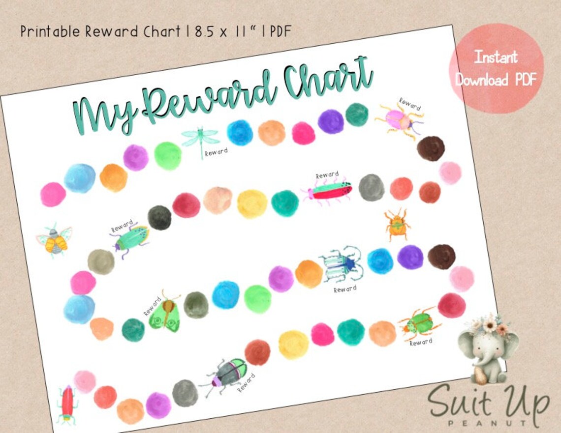 Insect Printable Kids Reward Chart Printable Bug Sticker Chart for Kids ...