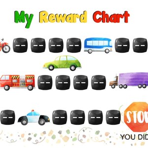 Transportation Printable Kids Reward Chart Printable Car Sticker Chart ...