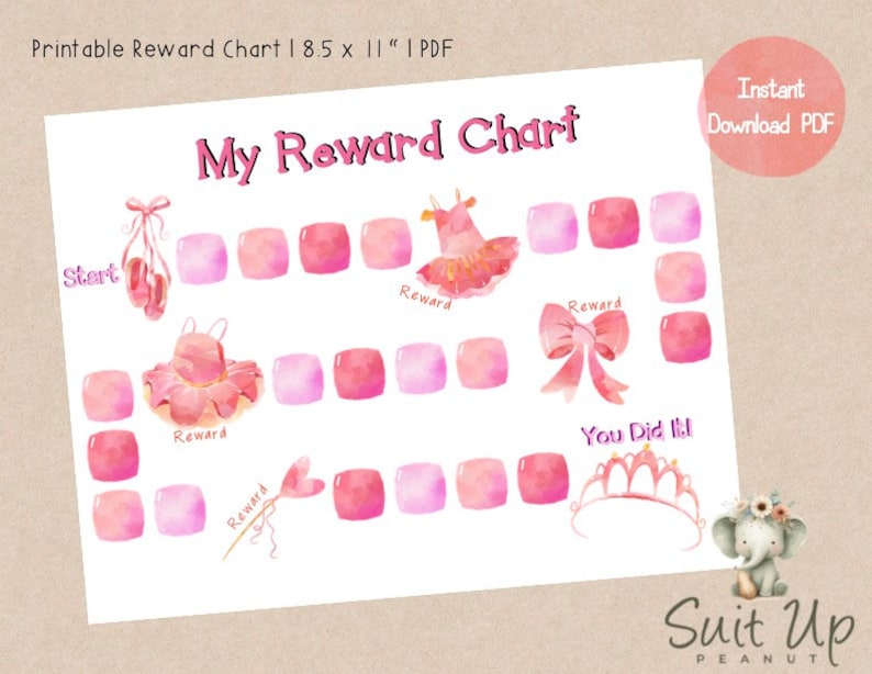 Ballerina Printable Kids Reward Chart Printable Girls Sticker Chart for ...