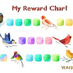 Bird Printable Kids Reward Chart Printable Spring Sticker Chart for ...