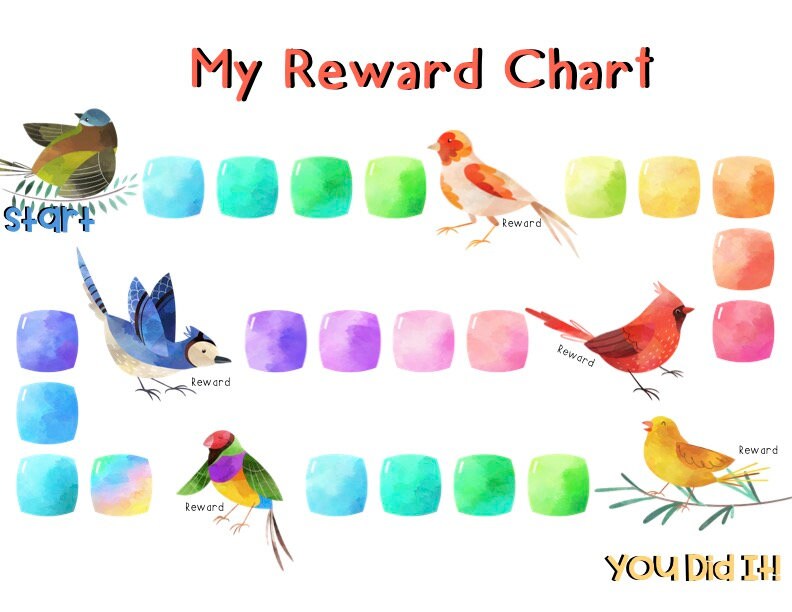 Bird Printable Kids Reward Chart Printable Spring Sticker Chart for ...