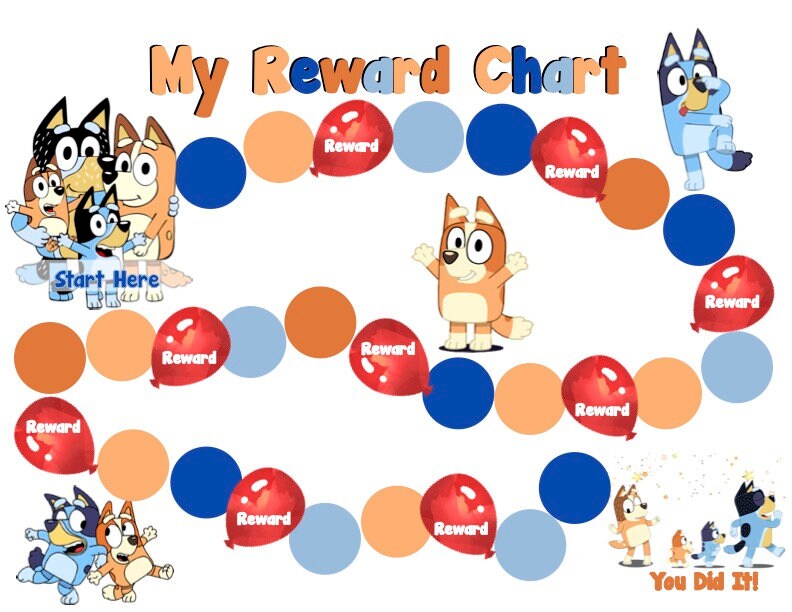 Bluey Printable Kids Reward Chart Printable Keepy Uppy Sticker Chart ...