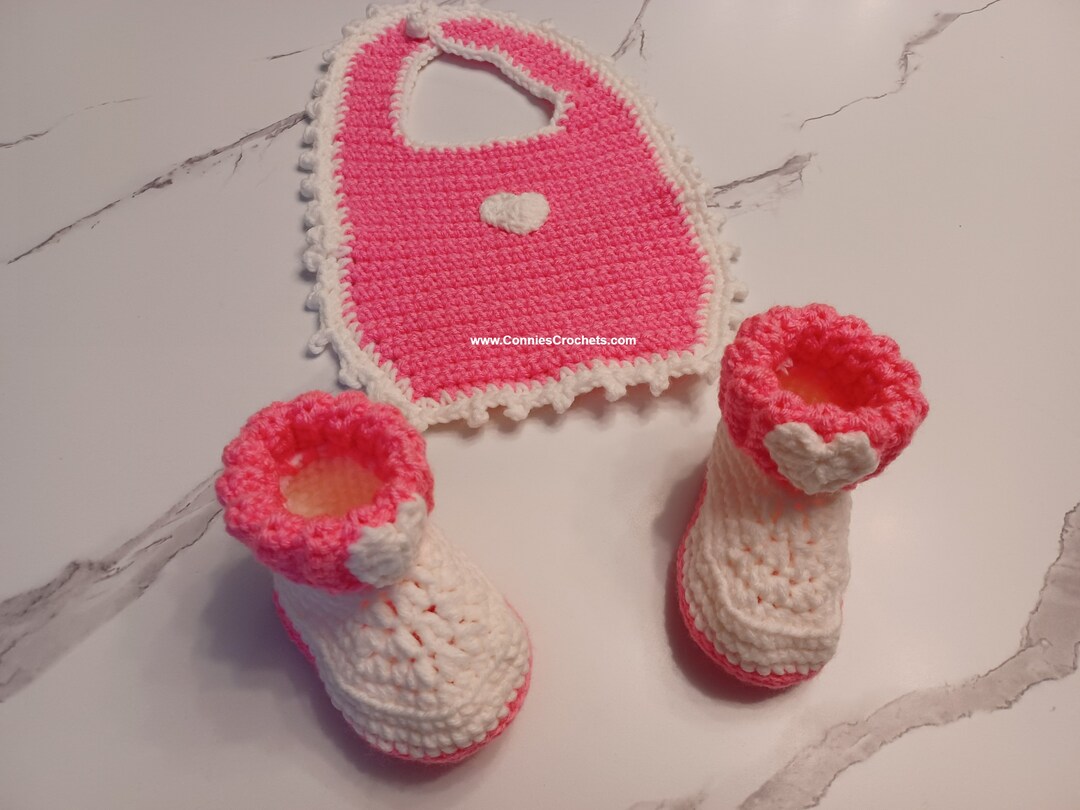 Booties and Bib Set, Baby Shoes, Lightweight Baby Shoes, Babyshower ...
