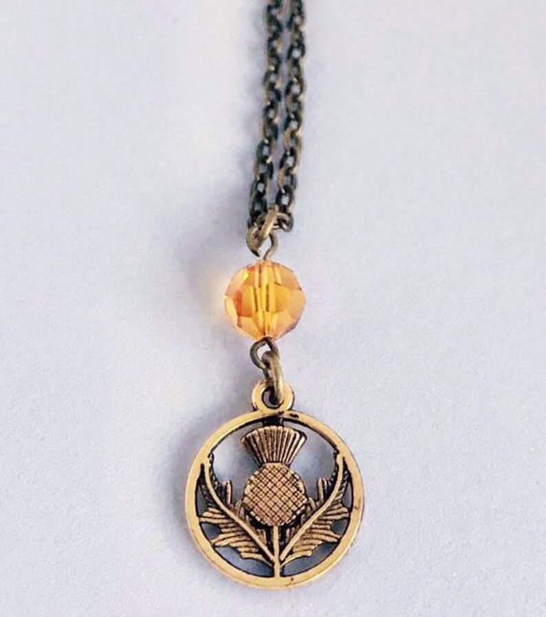 Outlander Scotland Thistle Gaelic Celtic Crystal Topaz Amber Alba ...