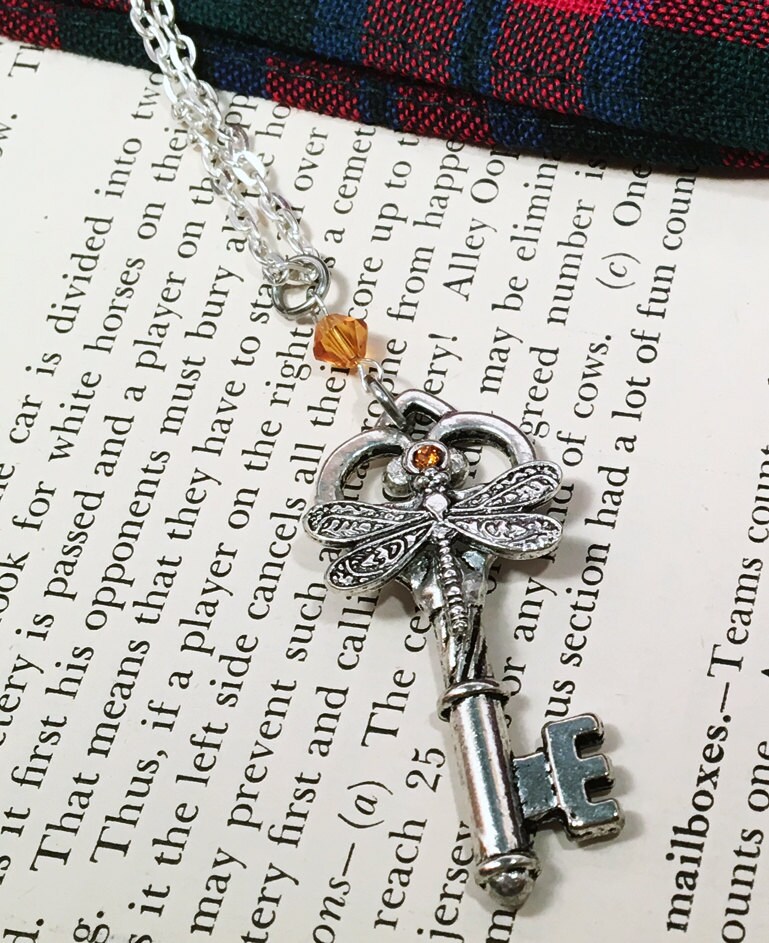 Antique Silver Skeleton Key Victorian Dragonfly in Amber - Etsy Italia