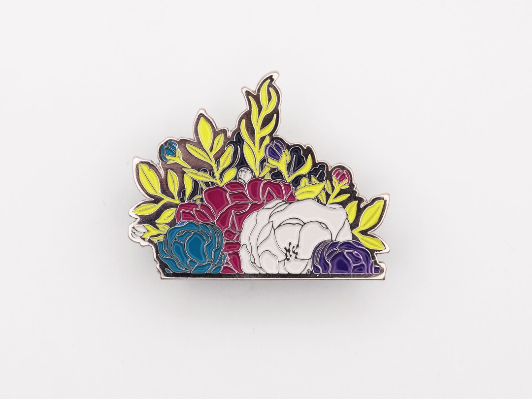 Flower Crown Enamel Pin Floral Lapel Pin Trio Set - Etsy