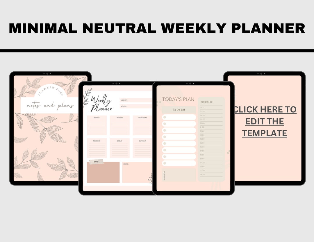 Pink Minimal Neutral Printable Reminder Weekly Planner - Etsy