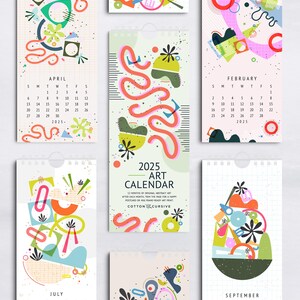 2025 Wall Calendar // Illustrated Wall Calendar / Small Modern Desk ...