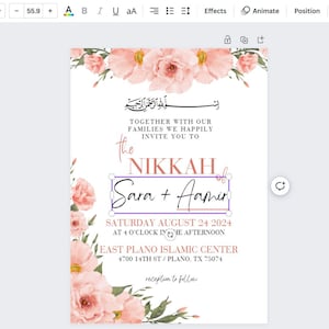 Nikkah Invitation Template, Muslim Islamic Wedding Nikah, Printable ...