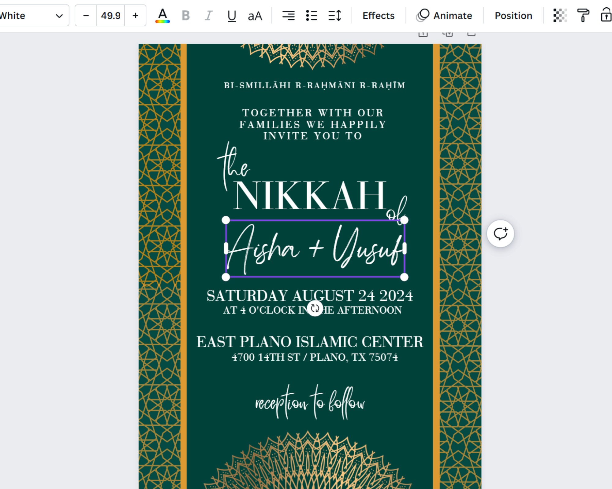 Nikkah Invitation Template, Muslim Islamic Wedding Nikah, Printable ...