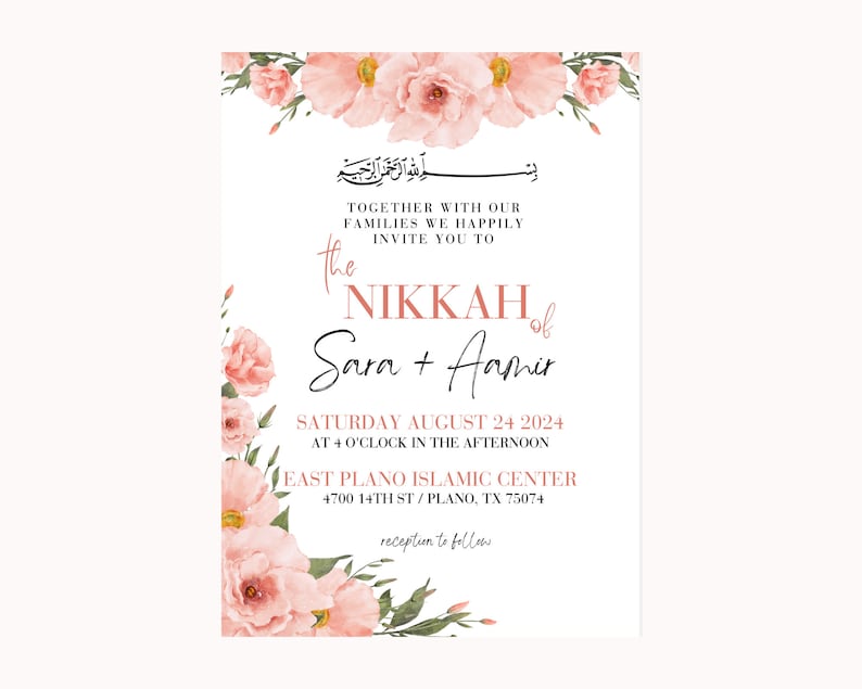 Nikkah Invitation Template, Muslim Islamic Wedding Nikah, Printable ...