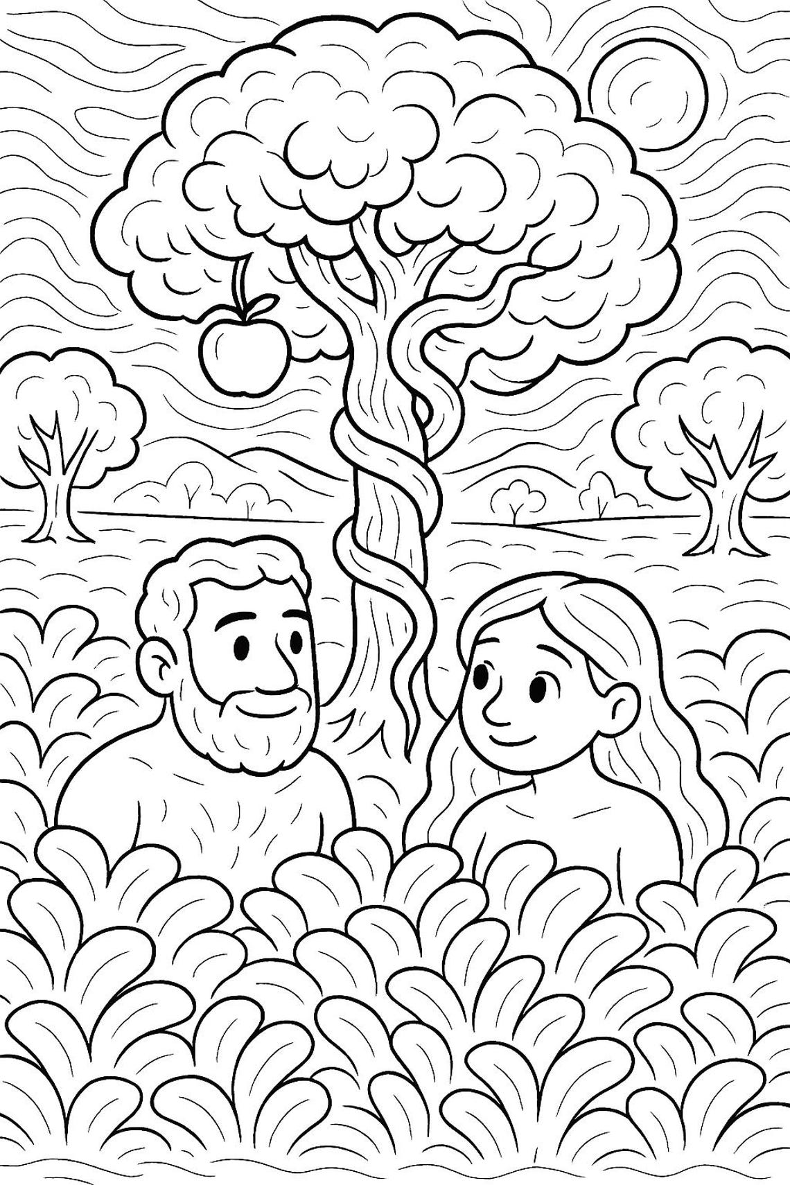 Adam & Eve in the Garden of Eden | Thick Brush Van Gogh-inspired Bible ...