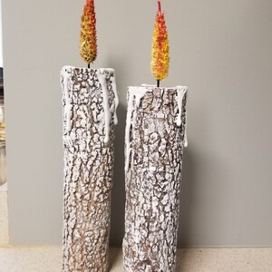 Log Candles Rustic Log Decorative Faux Candle Log Wooden Pillar Faux ...